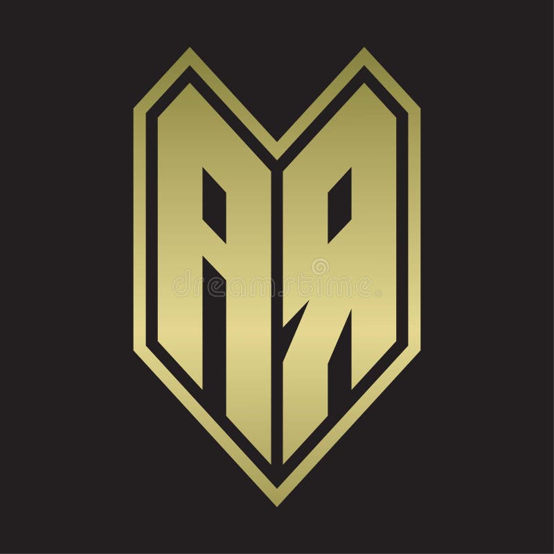 AR Logo Monogram with Emblem Line Style Isolated on Gold Colors Stock ...