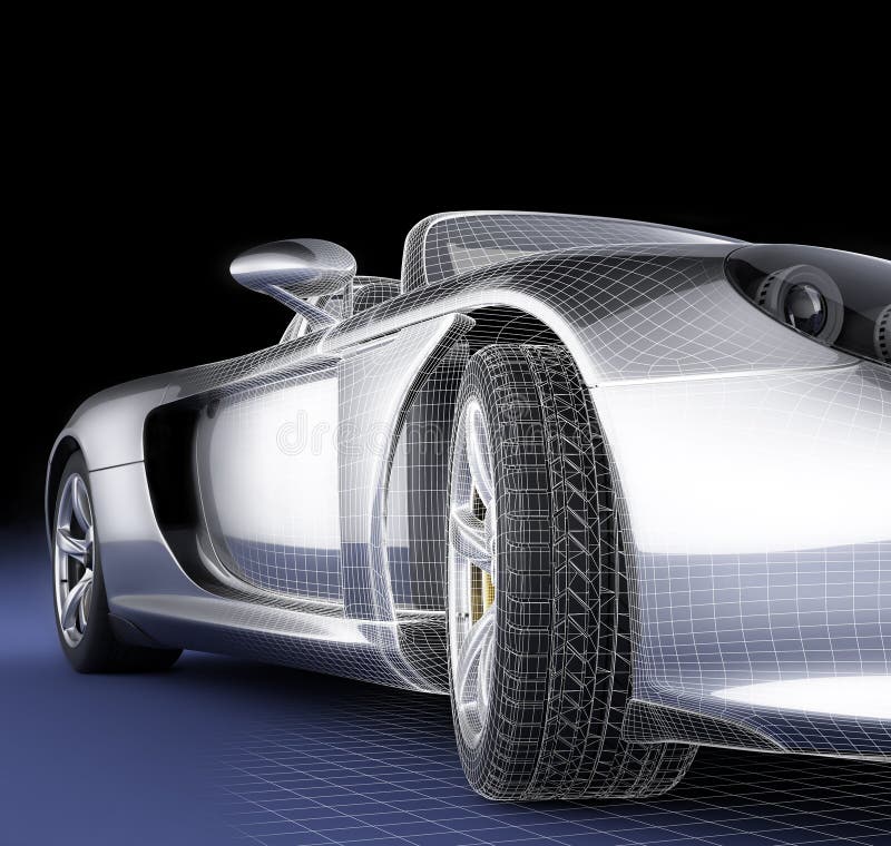 Auto Met Draadframe Structuur Stock Illustratie - Illustration of ...