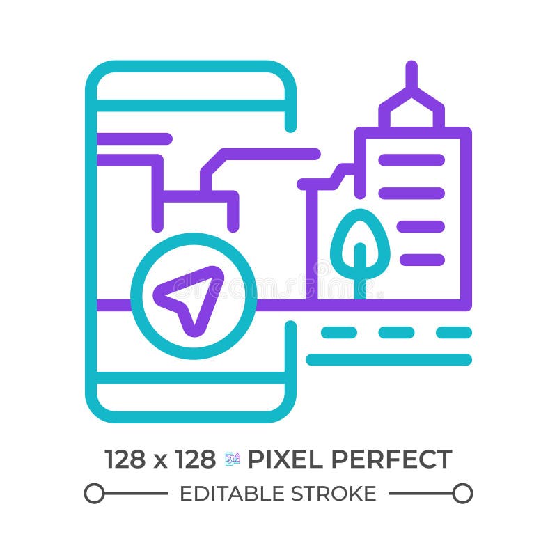 AR Navigation Two Color Line Icon Stock Illustration - Illustration of ...