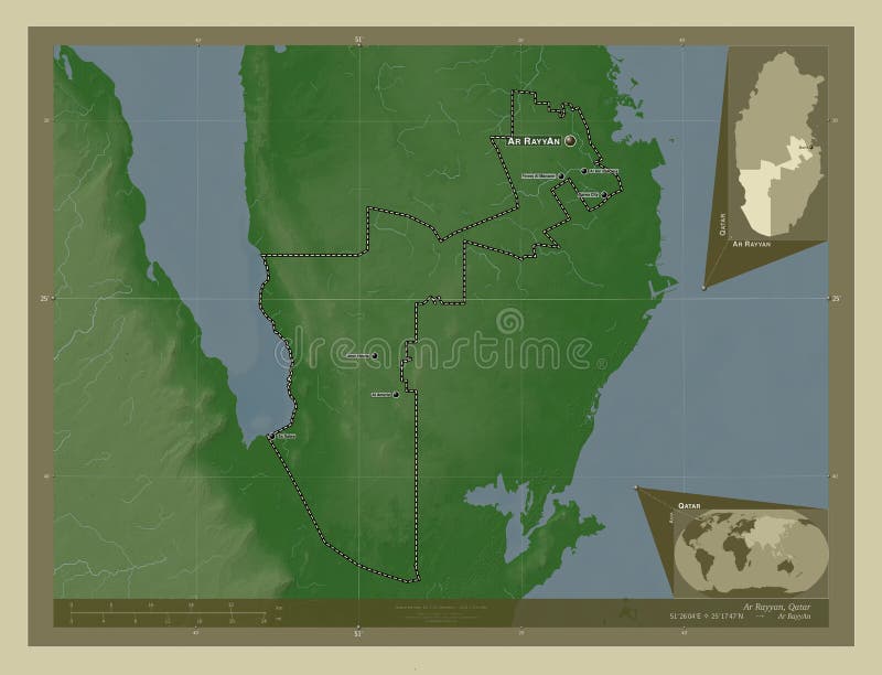 Ar Rayyan, Qatar. Wiki. Labelled Points of Cities Stock Illustration ...