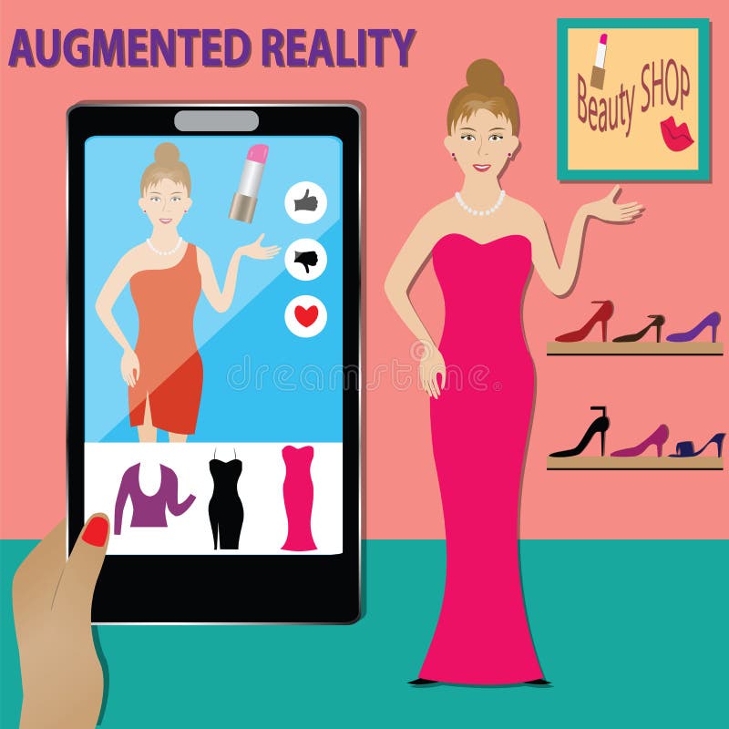 AR Technology Concept, Used AR Technology Beauty Shop - Vector Stock ...