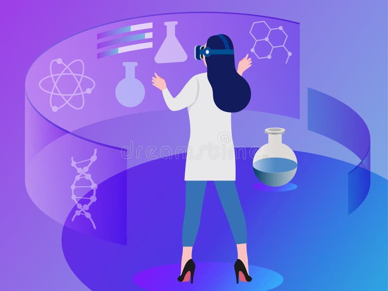 Virtual Chemical Experiment Stock Vector - Illustration of operate ...