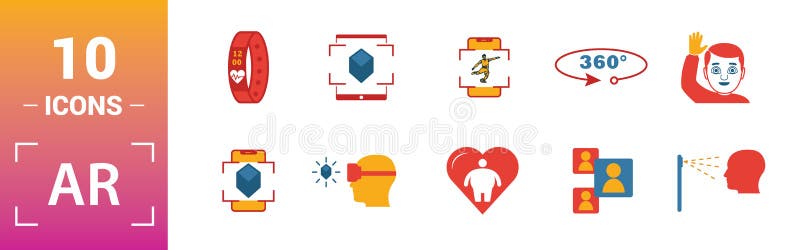 Ar and Vr Icon Set. Include Creative Elements Augmented Reality, 360 ...
