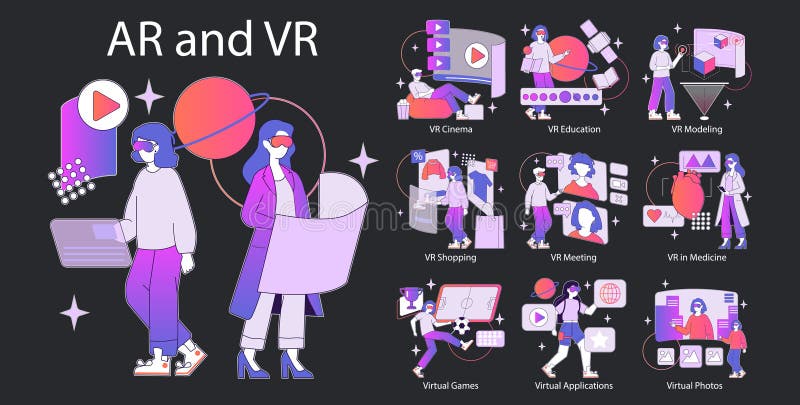 AR and VR Set. Vector Illustration. Stock Vector - Illustration of ...