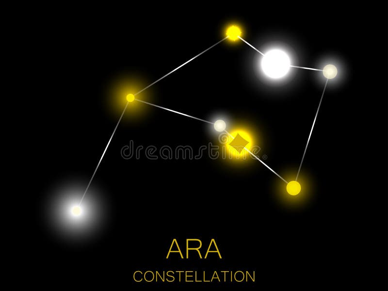 Ara the Altar Constellation on a Starry Space Background with the Names ...