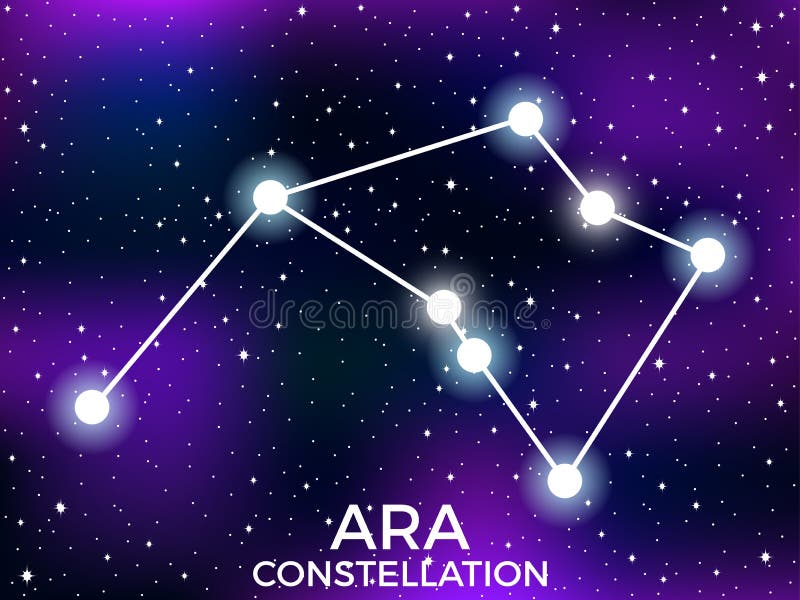 Ara the Altar Constellation on a Starry Space Background with the Names ...