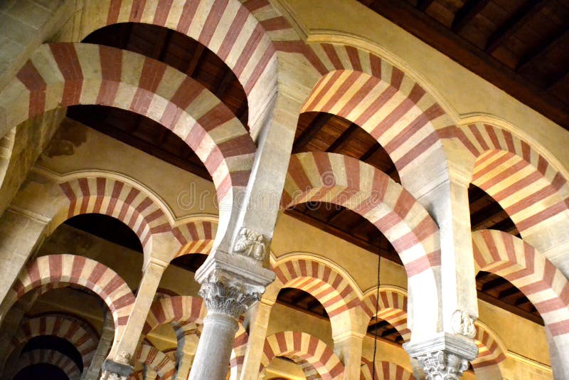 Arab Arches and Columns Inside the Mosque of Cordoba, Stock Image ...