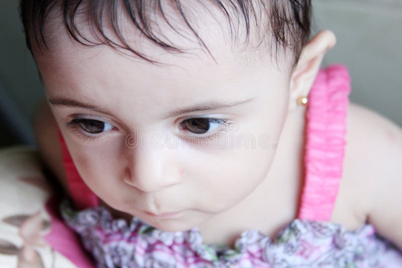 Arab baby girl thinking stock photo. Image of girl, black - 67724222