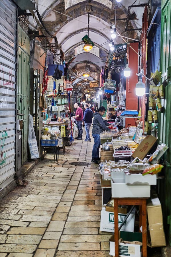Arab Bazaar in the Old City of Jerusalem. Editorial Photo - Image of ...