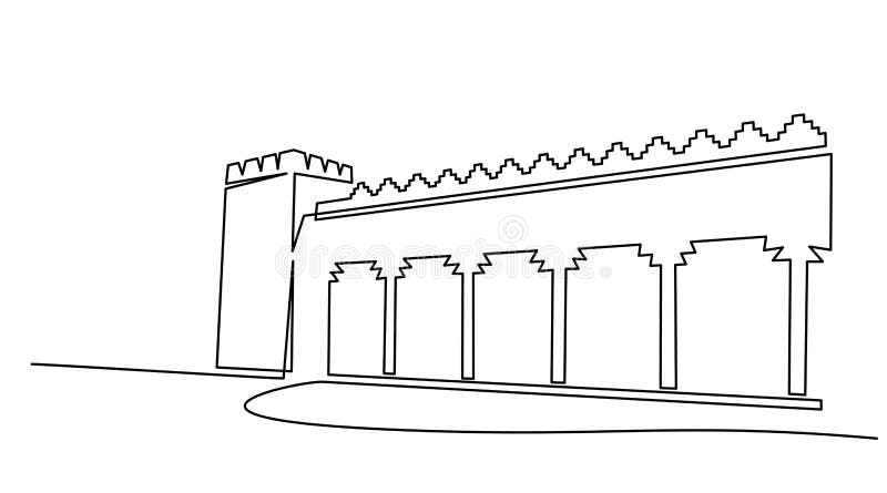 Arab Building in the National Style. Dynamic Continuous One Line ...