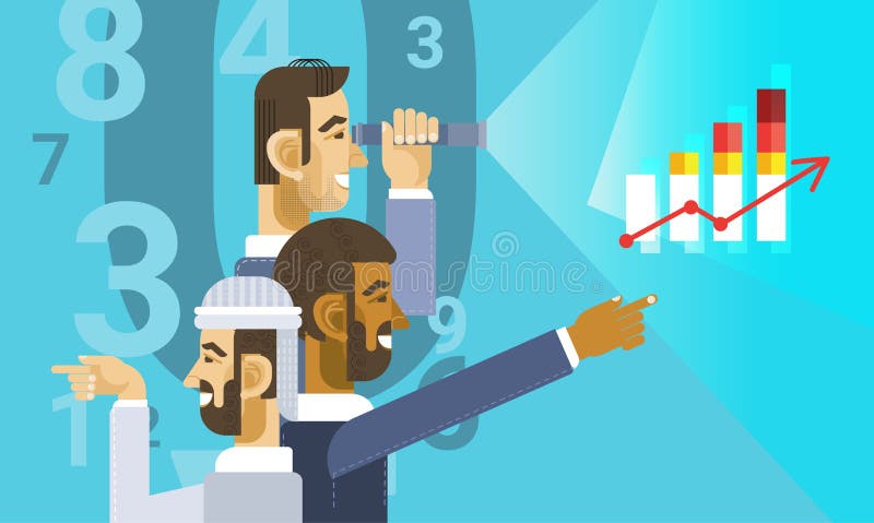 Arab Business Man Group Showing Finance Chart Graph Report Stock Vector ...