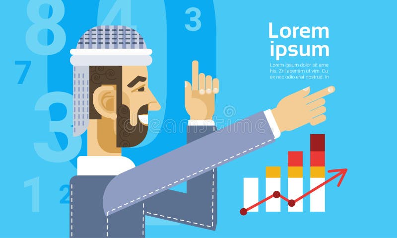 Arab Business Man Showing Finance Chart Graph Report Stock Vector ...
