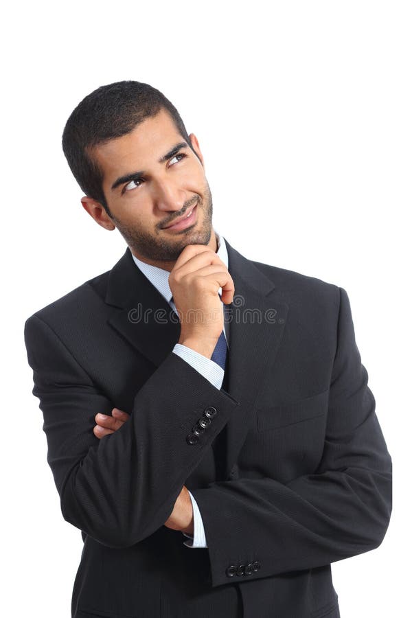 Arab Business Man Thinking Smiling Looking Sideways Stock Photos - Free ...