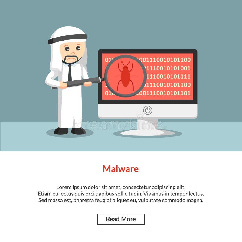Arab Businessman with Computer Malware Stock Vector - Illustration of ...