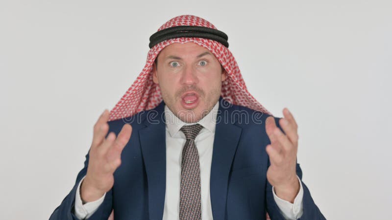 Arab Businessman Feeling Angry, Fighting, White Background Stock Image ...