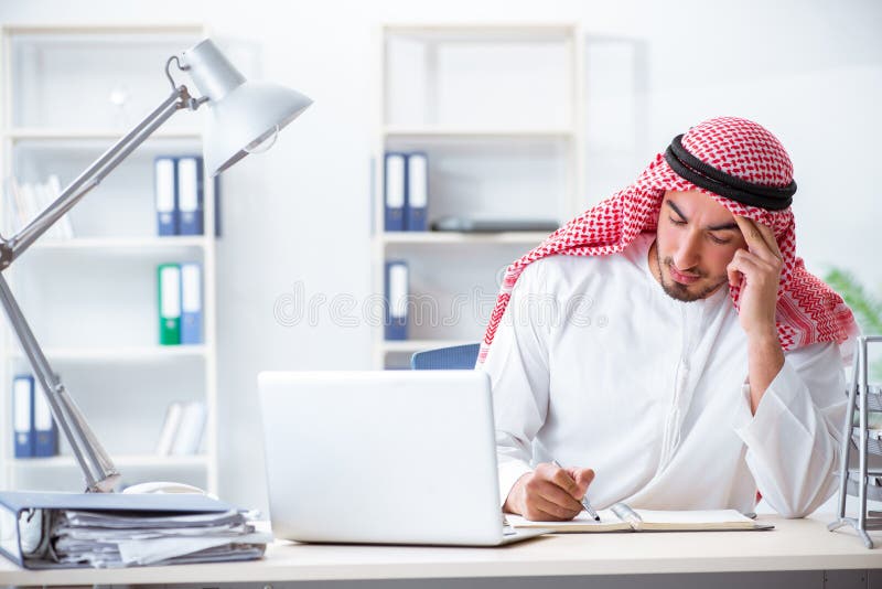 The Arab Businessman Working in the Office Stock Image - Image of ...