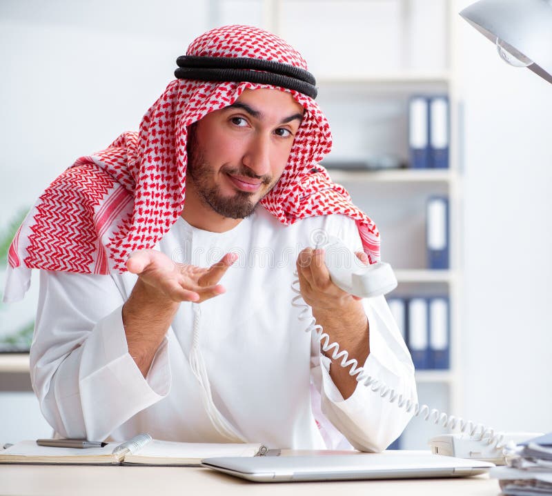 Arab Businessman Working in the Office Stock Image - Image of financial ...