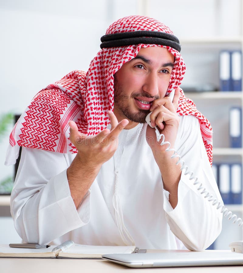 Arab Businessman Working in the Office Stock Image - Image of corporate ...