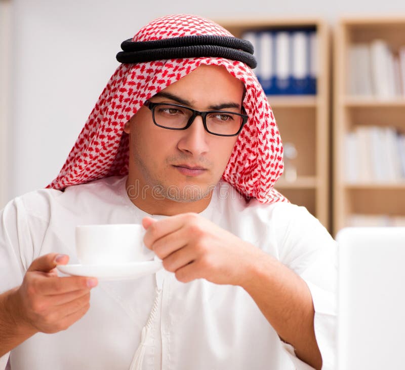 Arab Businessman Working in the Office Stock Image - Image of break ...