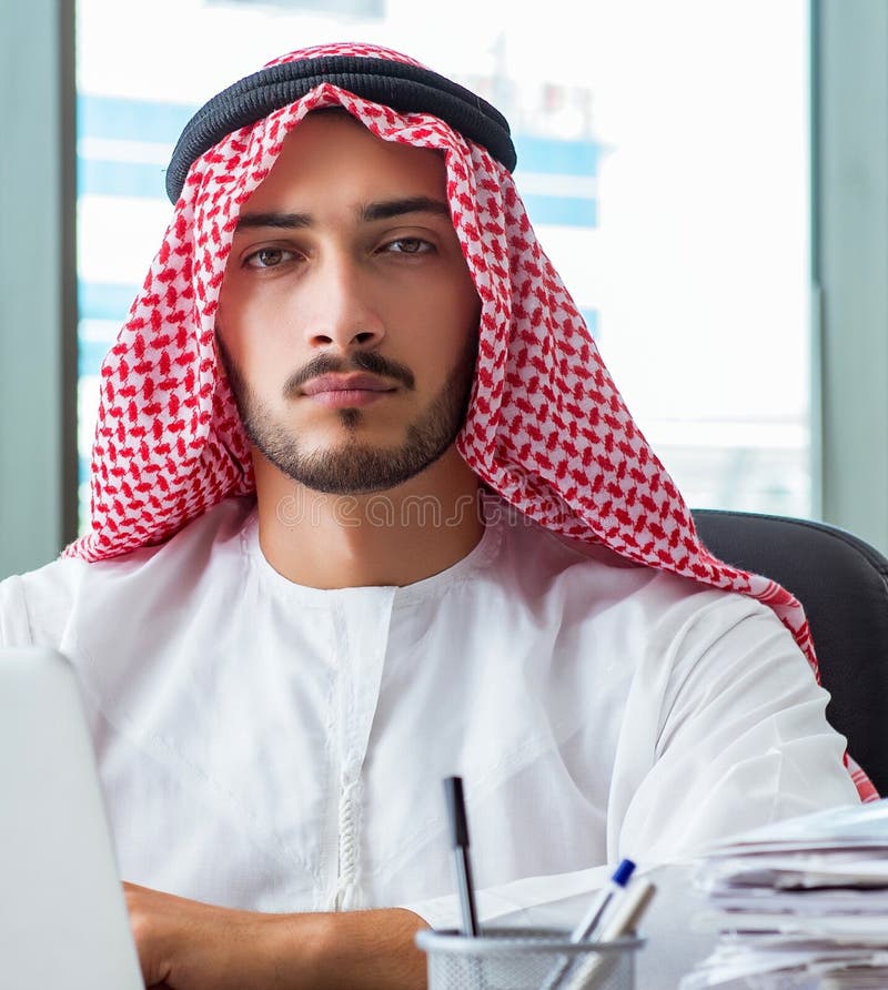 Arab Businessman Working in the Office Stock Image - Image of ...
