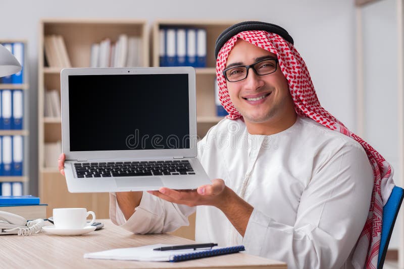 The Arab Businessman Working in the Office Stock Image - Image of chair ...