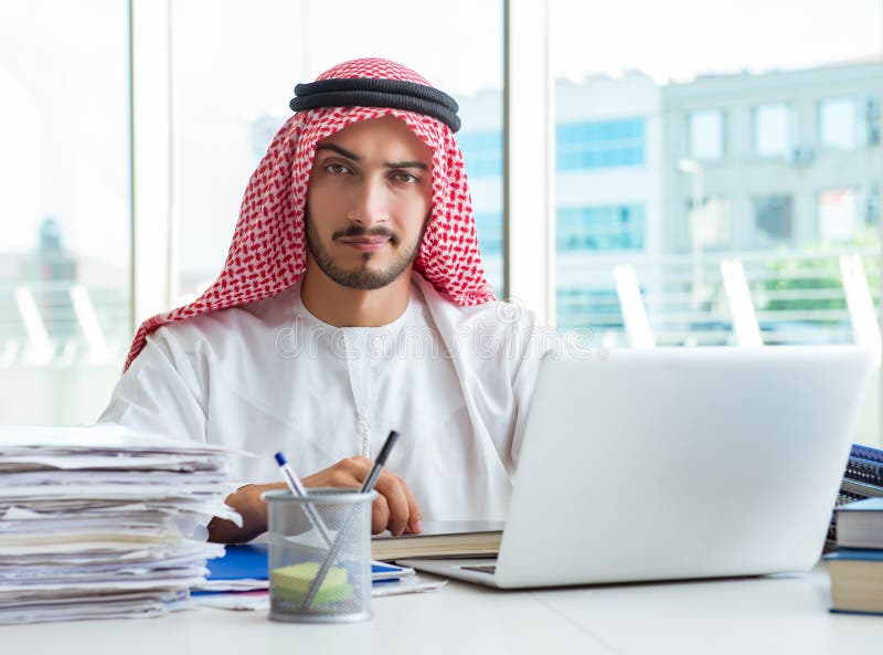 Arab Businessman Working in the Office Stock Image - Image of arabian ...
