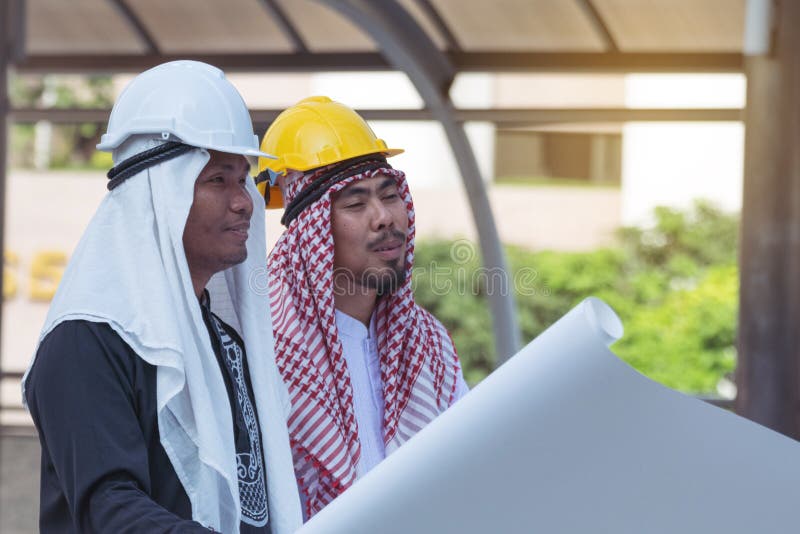 Arab Businessmen Worker on Construction Stock Image - Image of ...