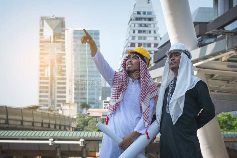 Arab Businessmen Worker on Construction Stock Image - Image of ...
