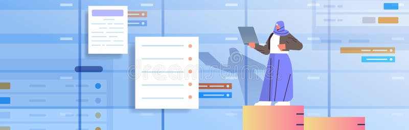 Arab Businesswoman Working on Laptop Business Planning Multitasking ... Arab Businesswoman Working on Laptop Business Planning Multitasking ...