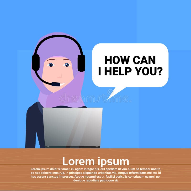 Arab Call Center Headset Agent Woman Bubble Client Support Online ...