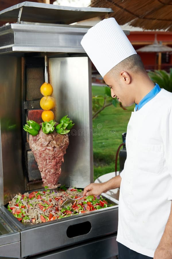 Arab chef making kebab stock photo. Image of cook, kabob - 20815348