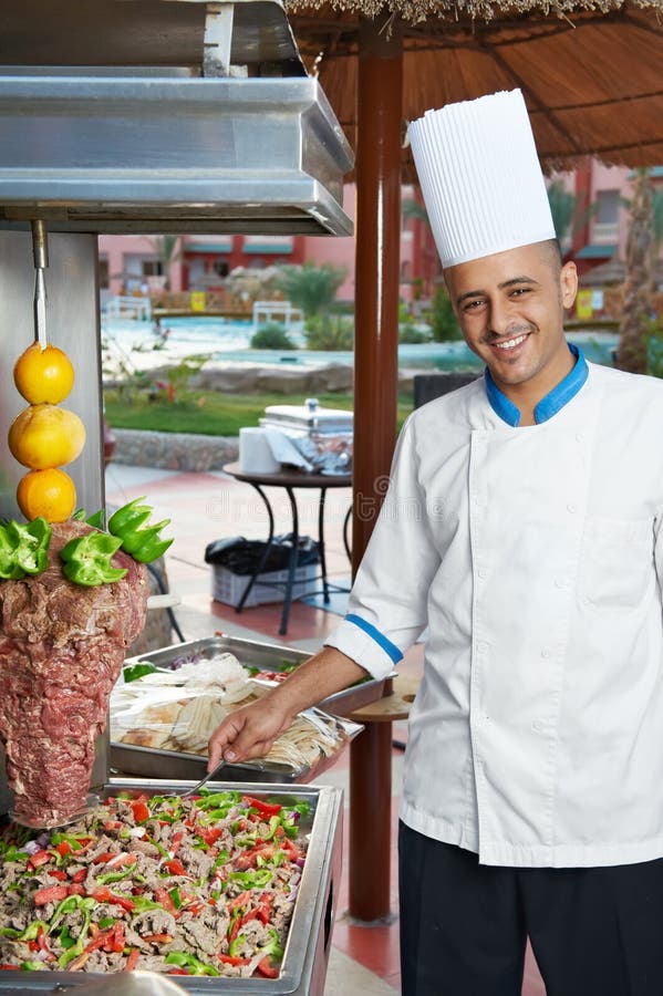 Arab chef making kebab stock image. Image of chef, kabob - 21873231
