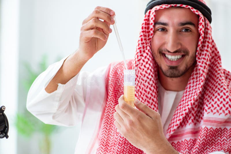 The Arab Chemist Checking the Quality of Drinking Water Stock Photo ...