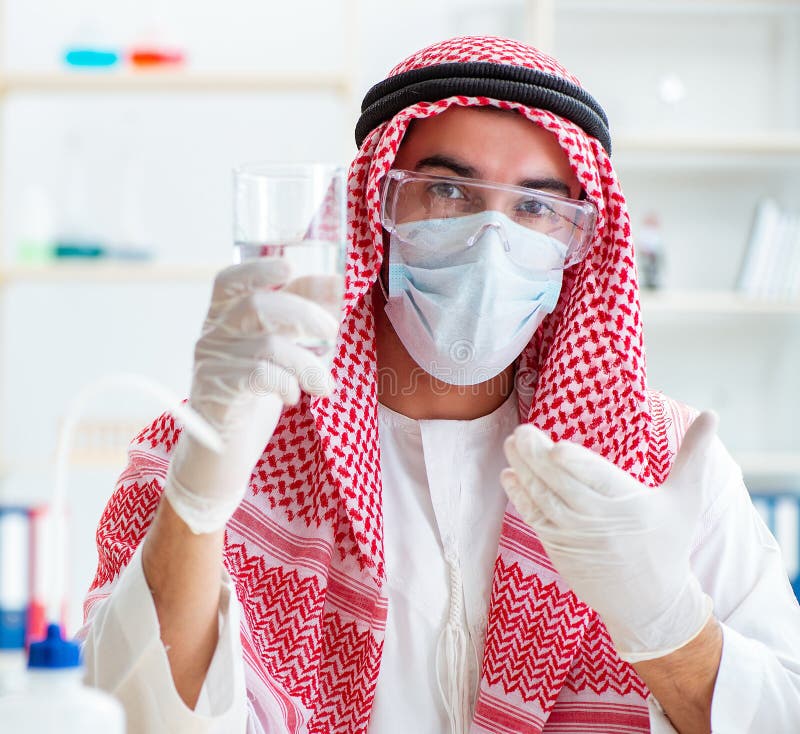 Arab Chemist Checking the Quality of Drinking Water Stock Image - Image ...