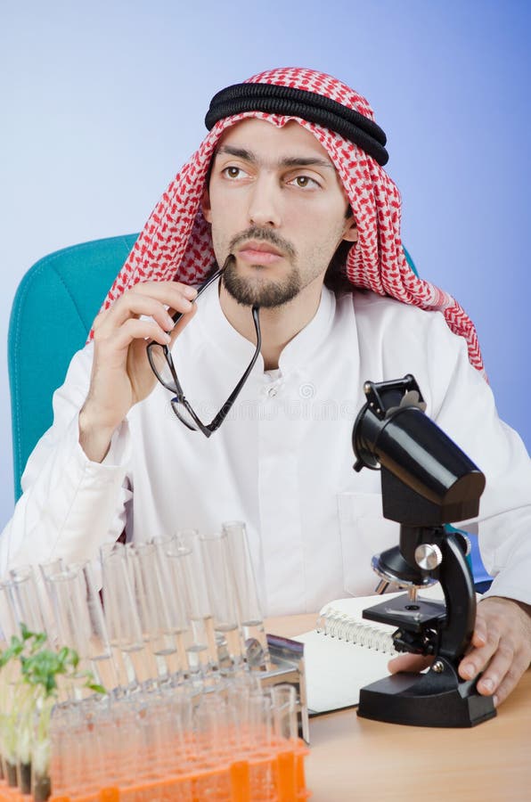 Arab Chemist Working in Lab Stock Image - Image of chemist, medical ...