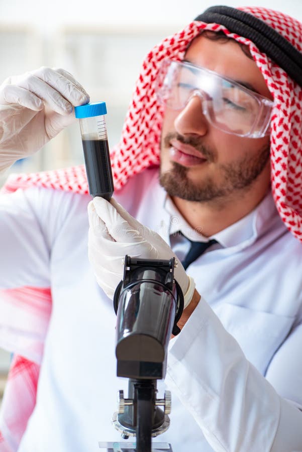 The Arab Chemist Working in the Lab Office Stock Image - Image of ...