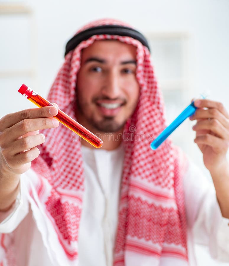 Arab Chemist Working in the Lab Office Stock Photo - Image of ...