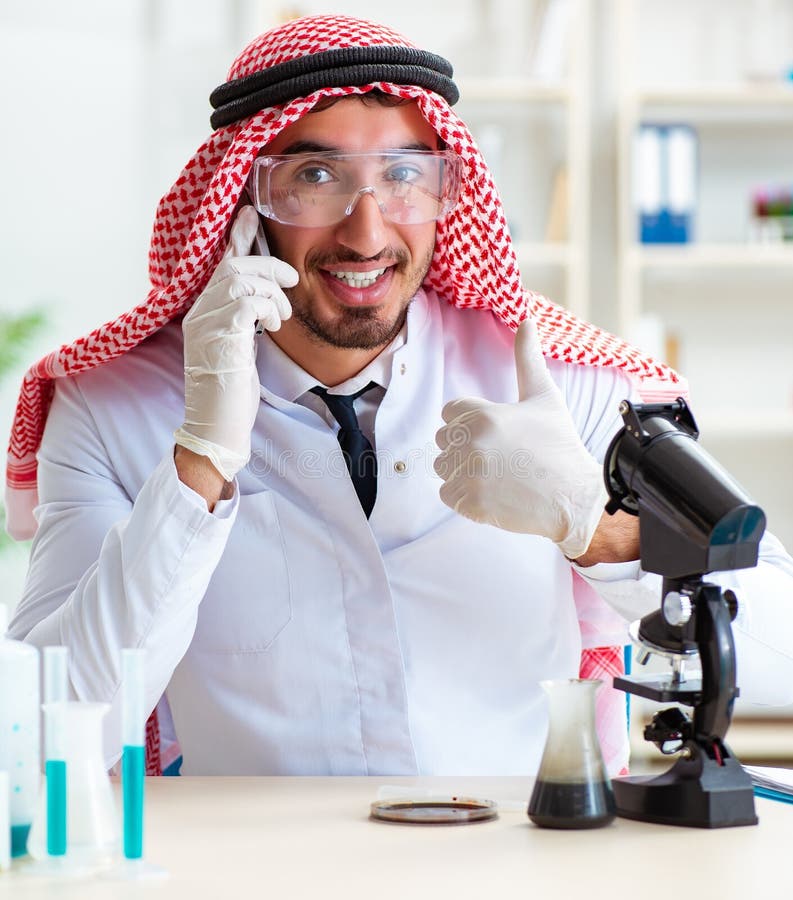 Arab Chemist Working in the Lab Office Stock Image - Image of arabian ...