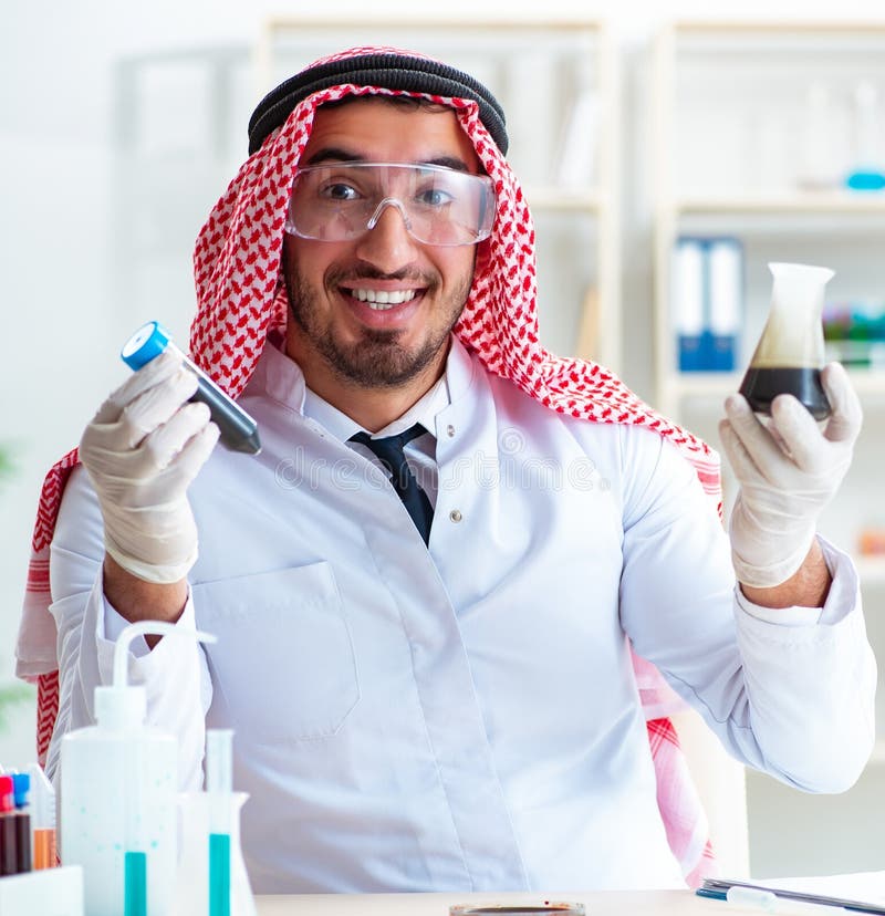 Arab Chemist Working in the Lab Office Stock Image - Image of chemistry ...