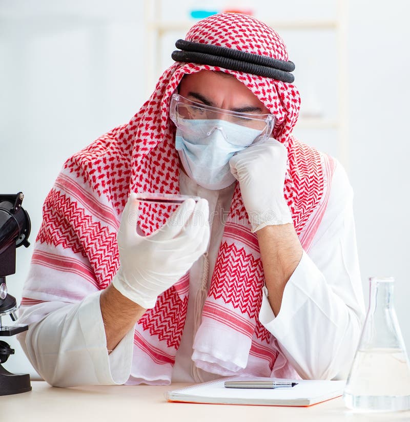 Arab Doctor Chemist Studying New Virus in Lab Stock Photo - Image of ...