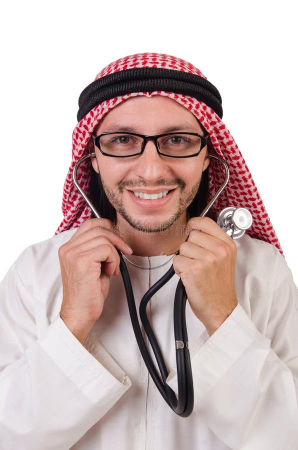 Arab Doctor with Stethoscope Stock Image - Image of isolated, health ...