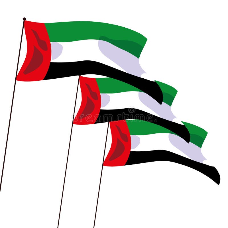 Arab Emirates Flags in Pole Symbol Stock Illustration - Illustration of ...