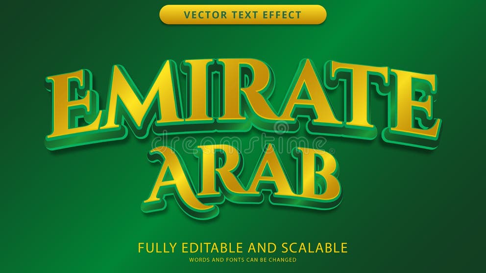 Arab Emirates Text Effect Editable Eps File Stock Vector - Illustration ...