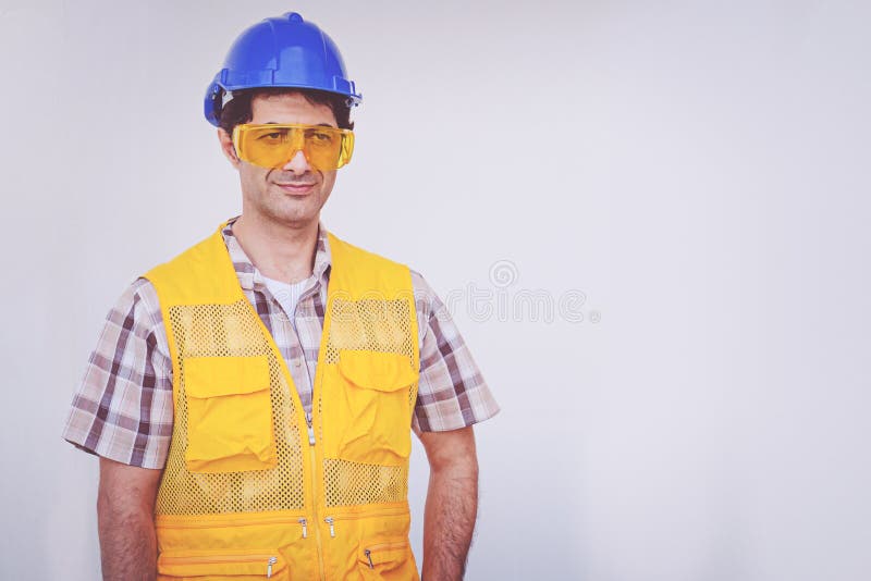 Arab Engineer Man Wear Blue Cap Safety Helmet Stock Photo - Image of ...