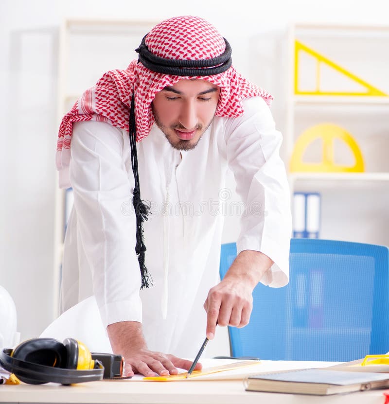 Arab Engineer Working on New Project Stock Image - Image of businessman ...