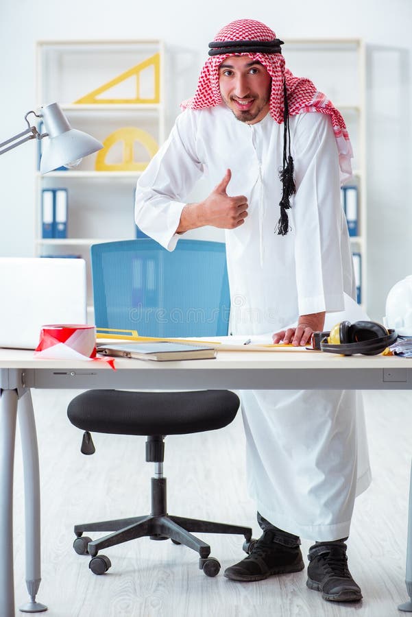 The Arab Engineer Working on New Project Stock Photo - Image of ...