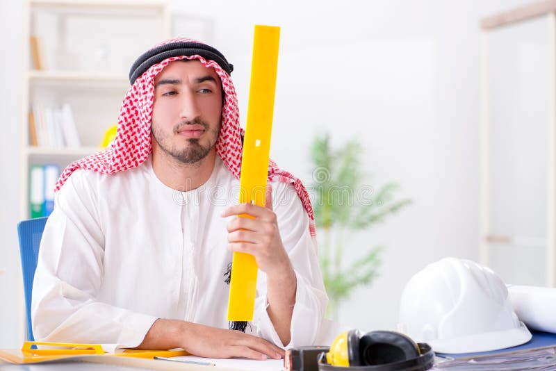 The Arab Engineer Working on New Project Stock Photo - Image of ...