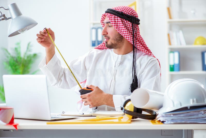 The Arab Engineer Working on New Project Stock Image - Image of arabian ...