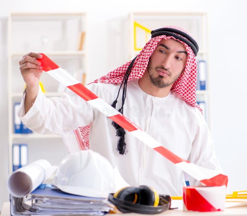 Arab Engineer Working on New Project Stock Photo - Image of draft ...