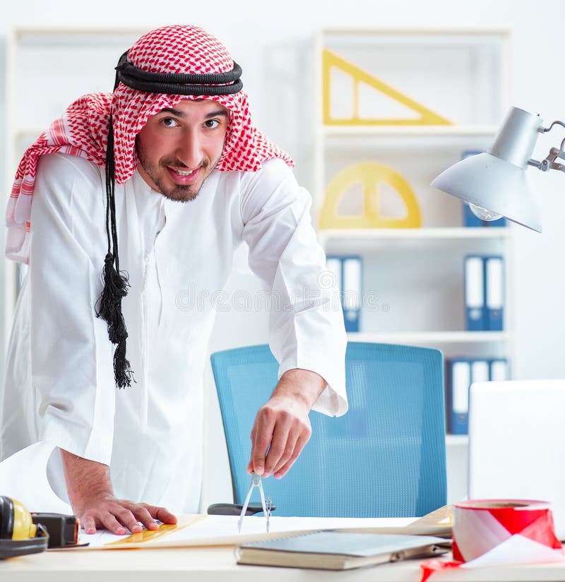Arab Engineer Working on New Project Stock Photo - Image of employee ...